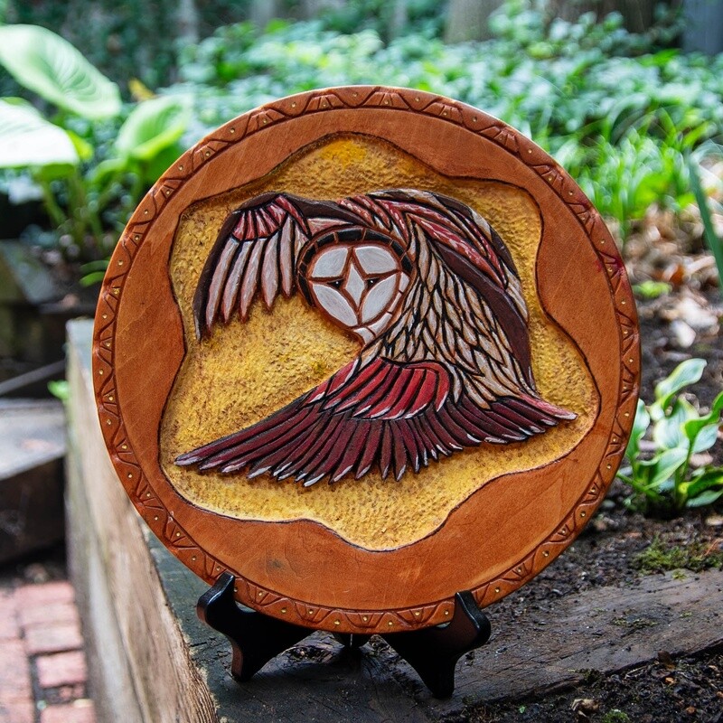 Poulakis Carved Free Standing Wood Plaque - Owl