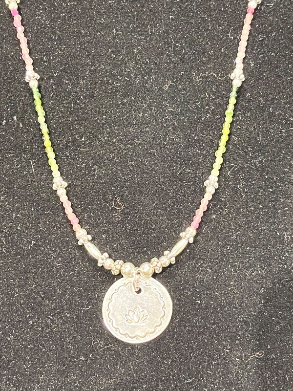 Estancia Necklace Lotus Flower with Watermelon Tourmalines