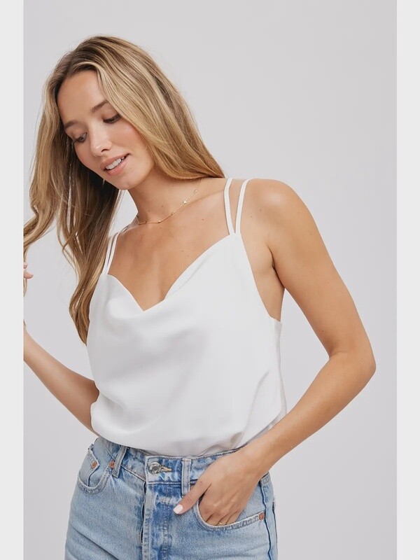 Silky Cowl Neck Cami in White