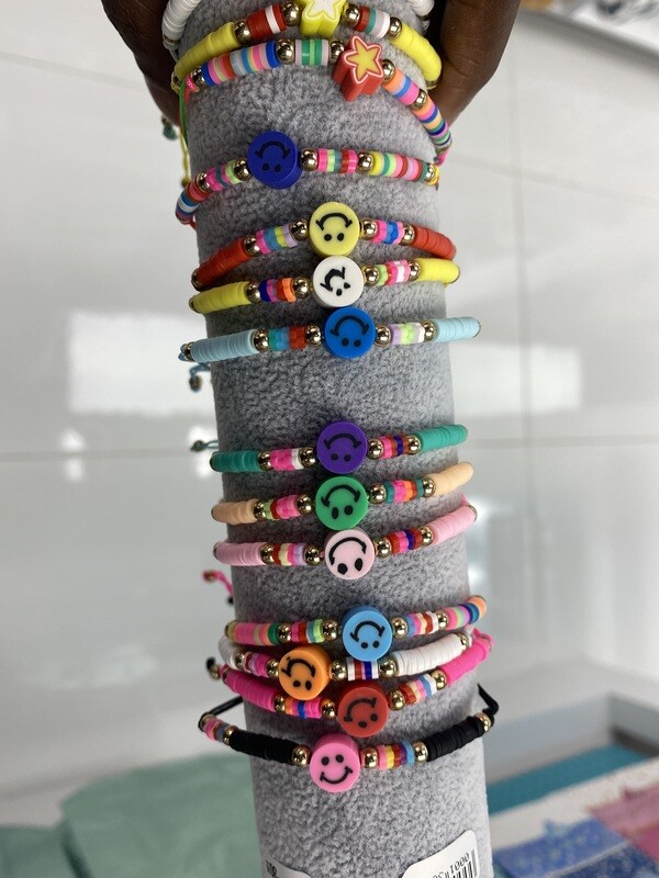 Colourful smiley face string bracelet original