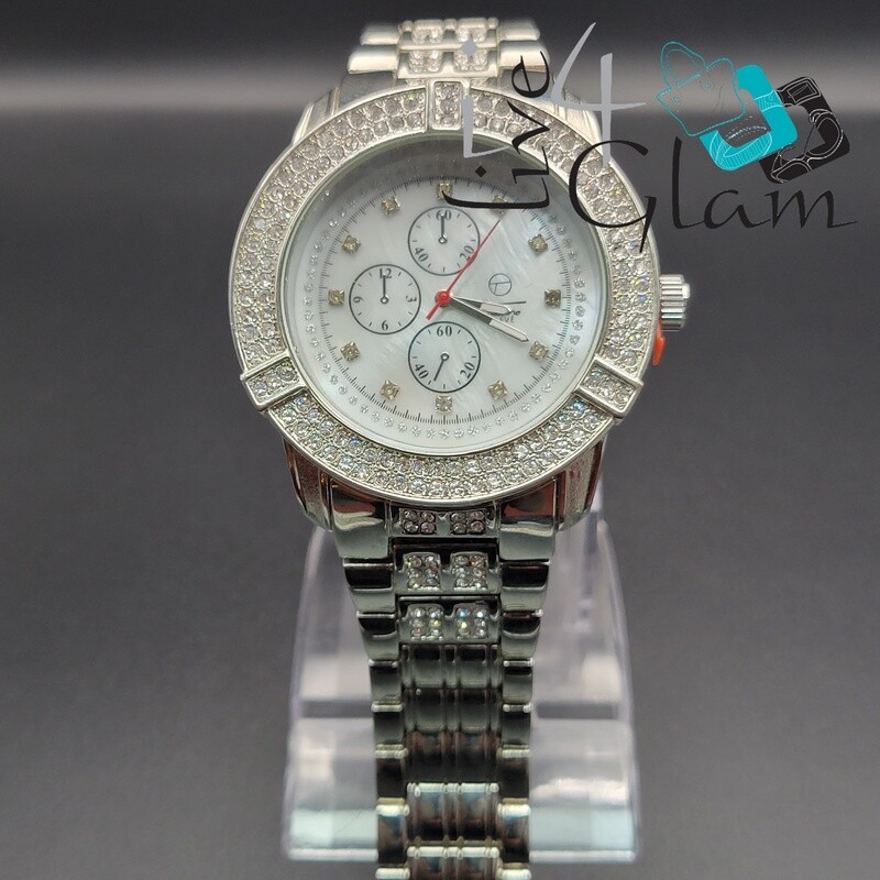 Iced Out Silver Fashion CZ Watch
