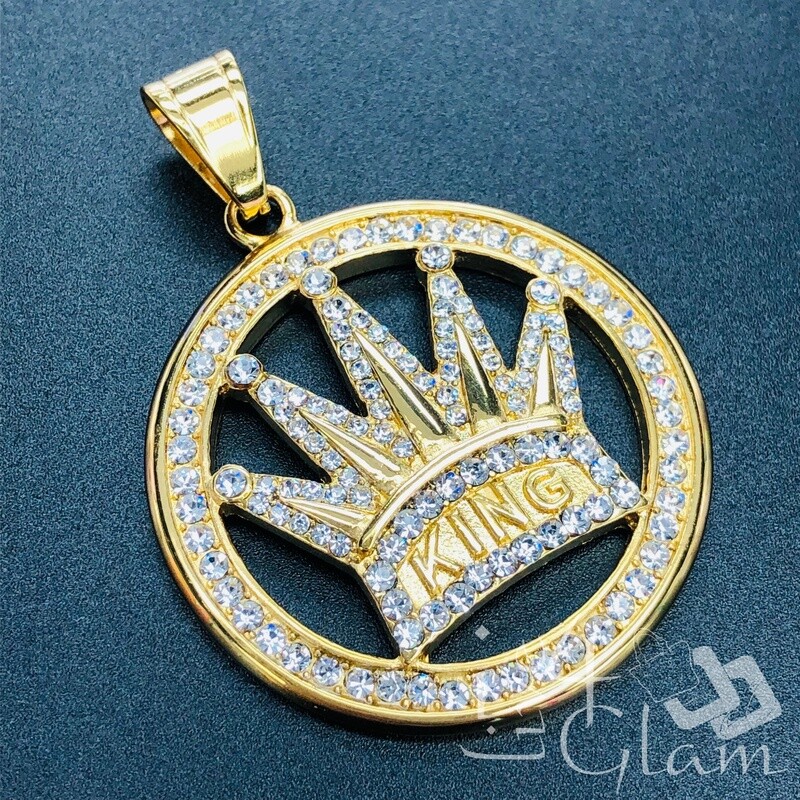 Stainless Steel Bling King Crown Pendant
