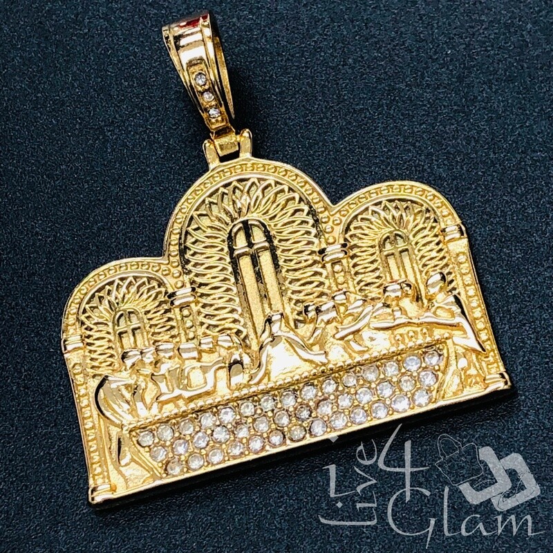 Stainless Steel Last Supper CZ Pendant