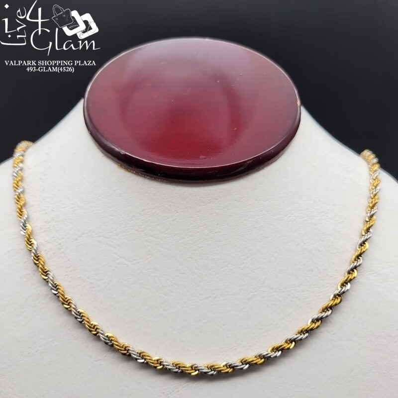 Stainless Steel Two Tone 24" Rope Chain 3mm