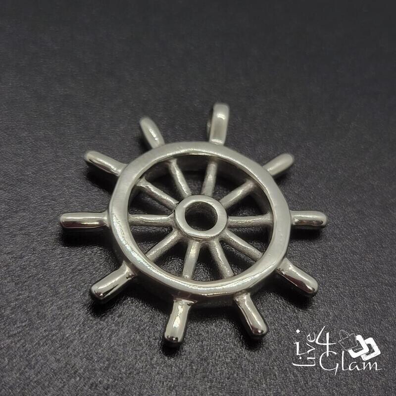 Stainless Steel Silver Ship Wheel Pendant