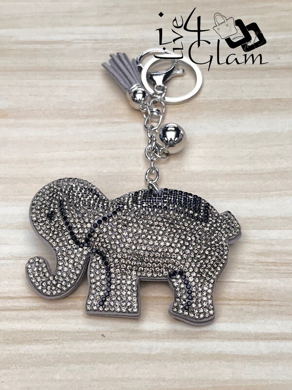 Rhinestone Elephant Keychain