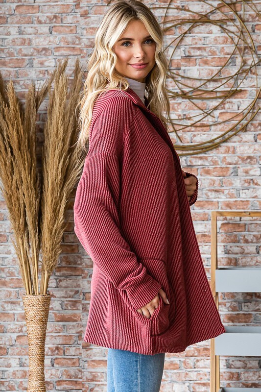 Curvy Rib Knit Shacket
