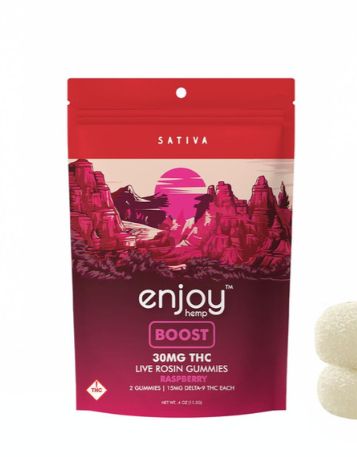 Live Rosin 30 mg Delta 9 THC Gummies for Boost - Sativa-Infused Raspberry