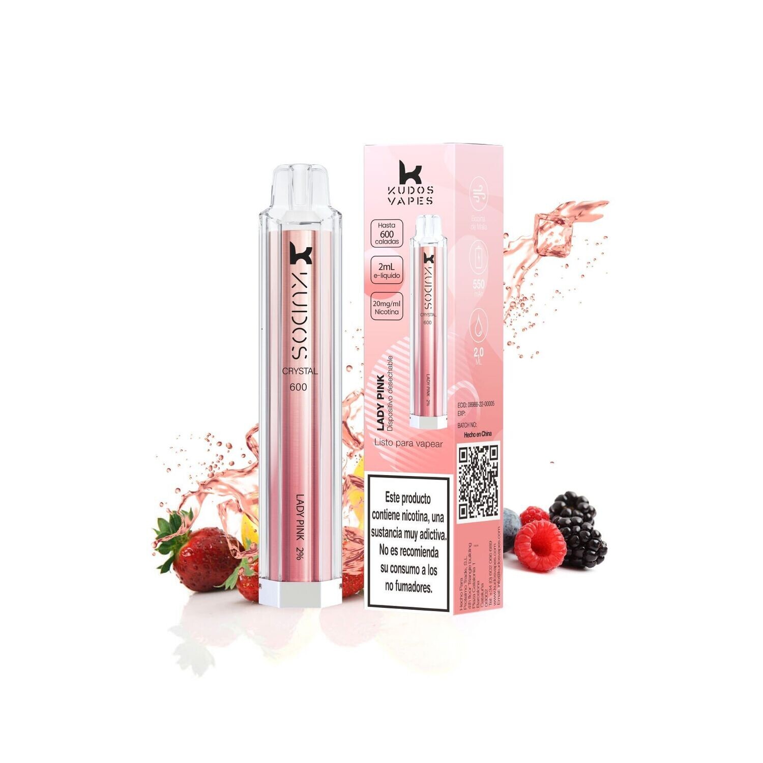 VAPE KUDOS CRYSTAL 600 LADY PINK 20MG