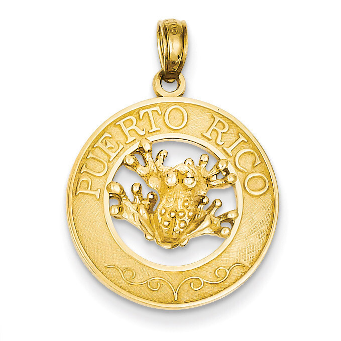 Puerto Rico with Frog Pendant 14k Gold C3285 - HomeBello
