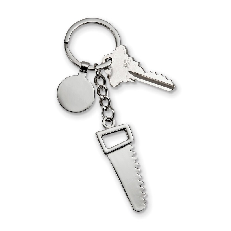 Saw Key Chain with Engraving Plate Nickel-plated GM18706 - HomeBello