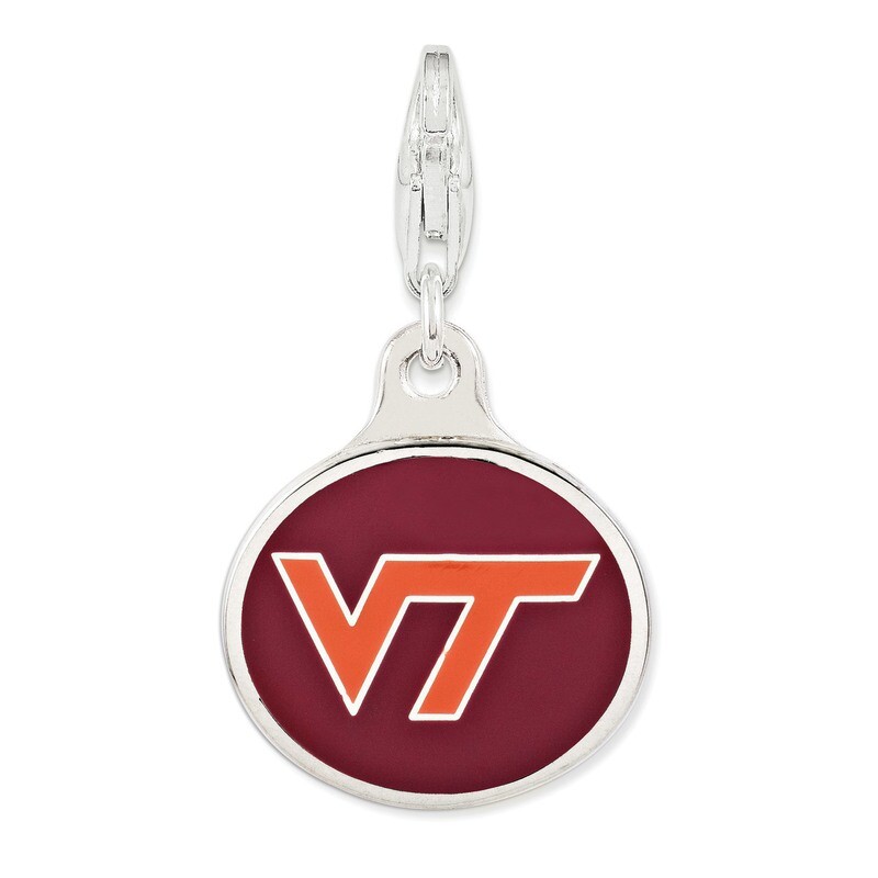 Virginia Tech University Charm Sterling Silver Enamel QCC1110 - HomeBello