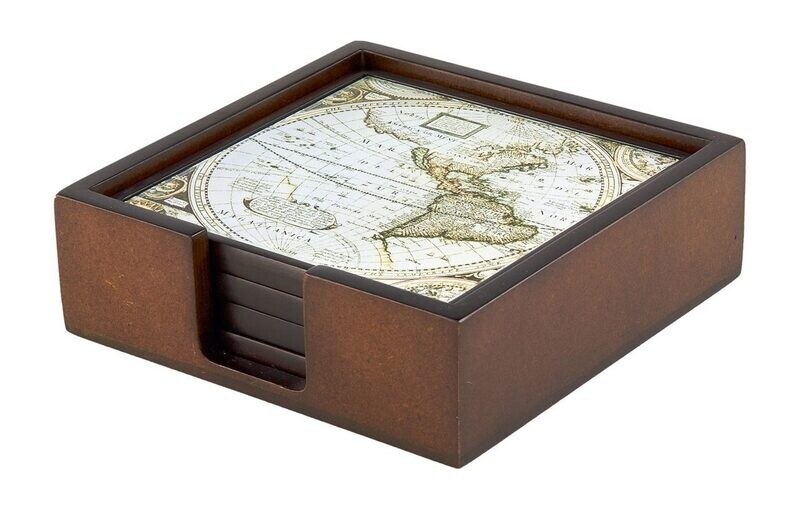 Tizo World Map Set of Four Coasters CT547MACO - HomeBello