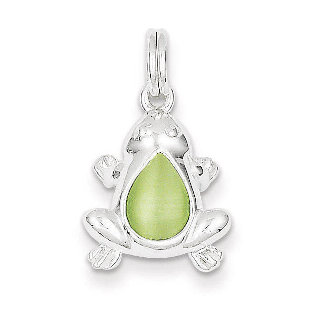 Green Cats Eye Frog Charm Sterling Silver QC4887 - HomeBello