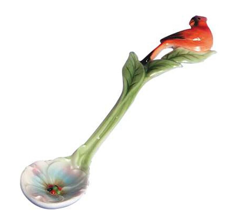Franz Porcelain Red Cardinal Dogwood Spoon FZ00149 - HomeBello