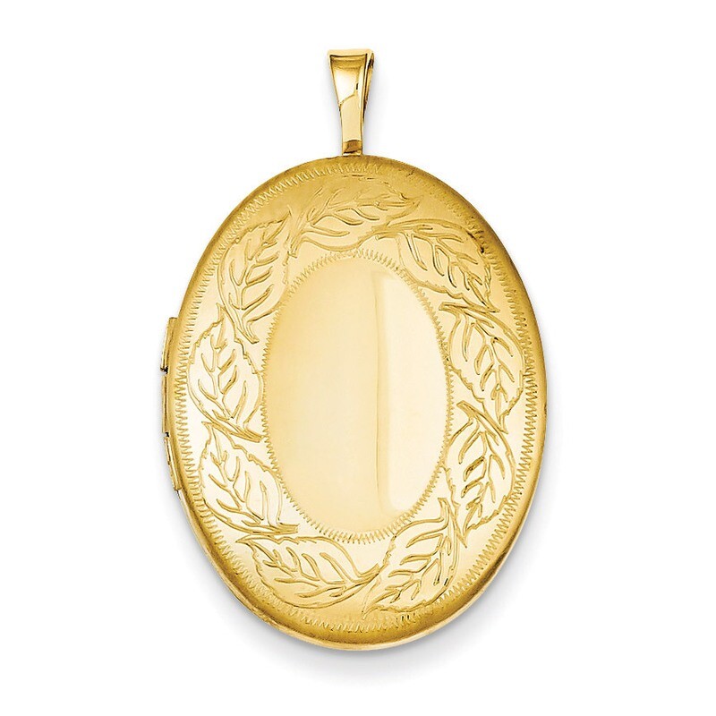 Leaf Border Oval Locket 1/20 Gold Filled 26mm QLS297-18 - HomeBello