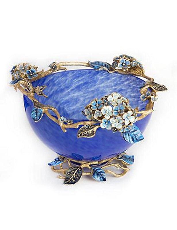 Jay Strongwater Sophie Delft Garden Hydrangea Glass Bowl SDH2307-284 ...