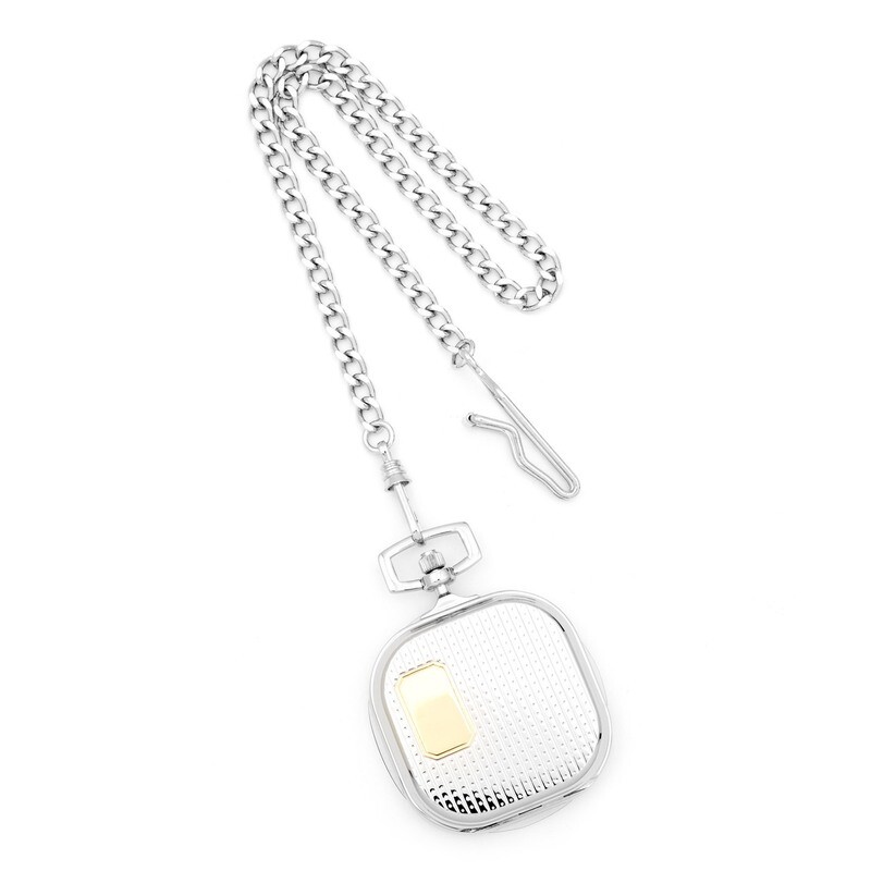 Charles Hubert Gold-pltd Two-tone Chrome Square Pocket Watch XWA617 ...