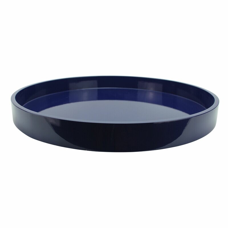 Addison Ross 20 x 20 Inch Round Tray Navy Lacquer TR8702 - HomeBello
