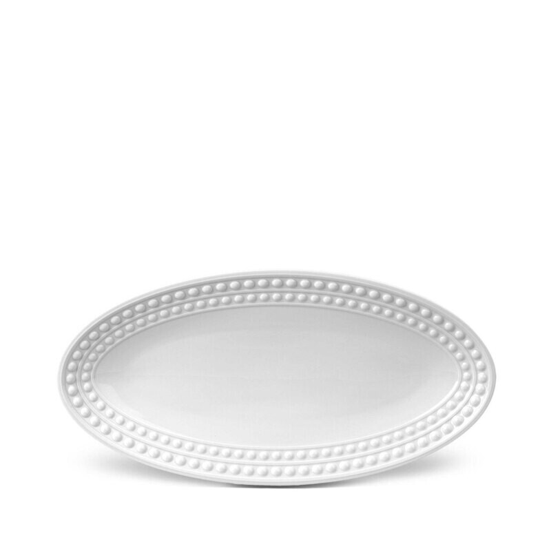 L'Objet Perlee Oval Platter Small - White PR165 - HomeBello