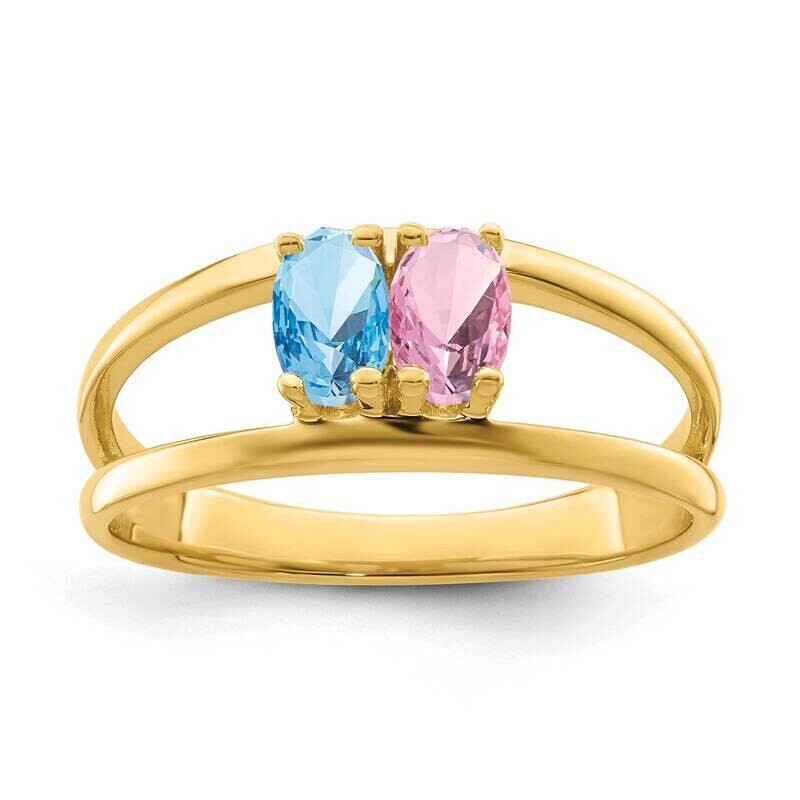 2-Stone Mothers Ring Mounting 14k Gold Polished XMR2/2-7 - HomeBello