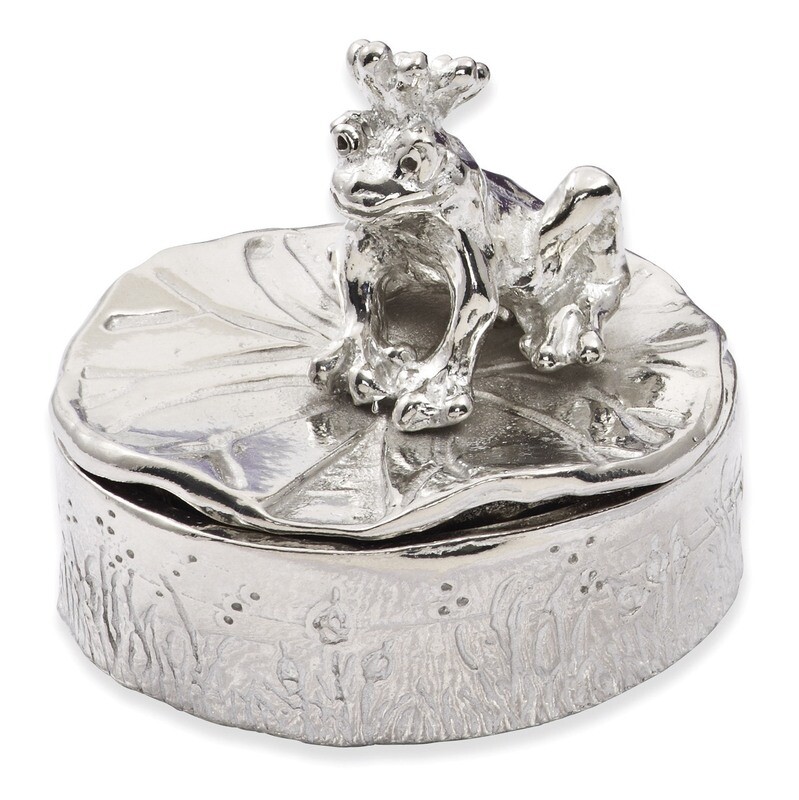 Pewter Frog Prince Tooth Fairy/Trinket Box GM12036 - HomeBello