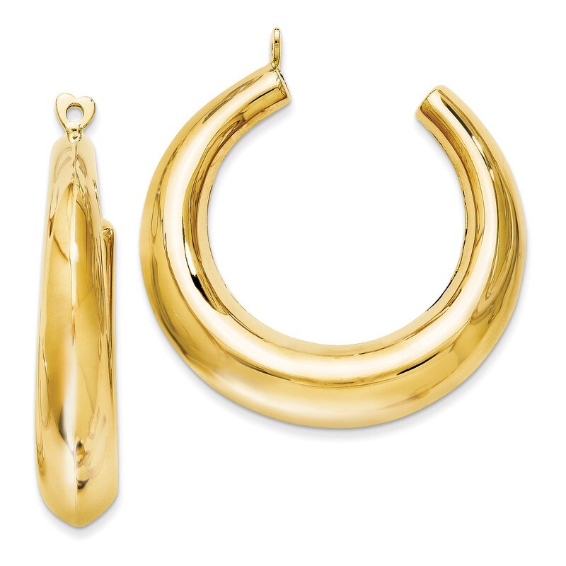 Hollow Hoop Earring Jackets 14k Gold Polished E622J - HomeBello