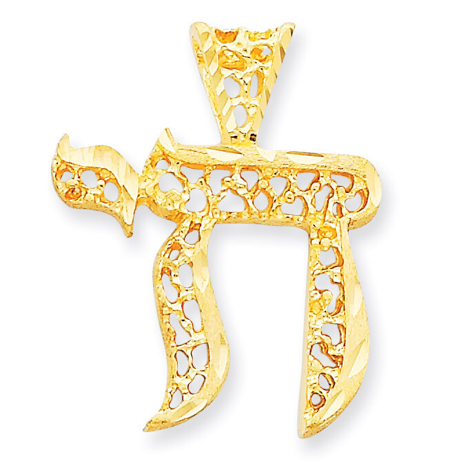 Filigree Chai Pendant 14k Gold C2814 - HomeBello