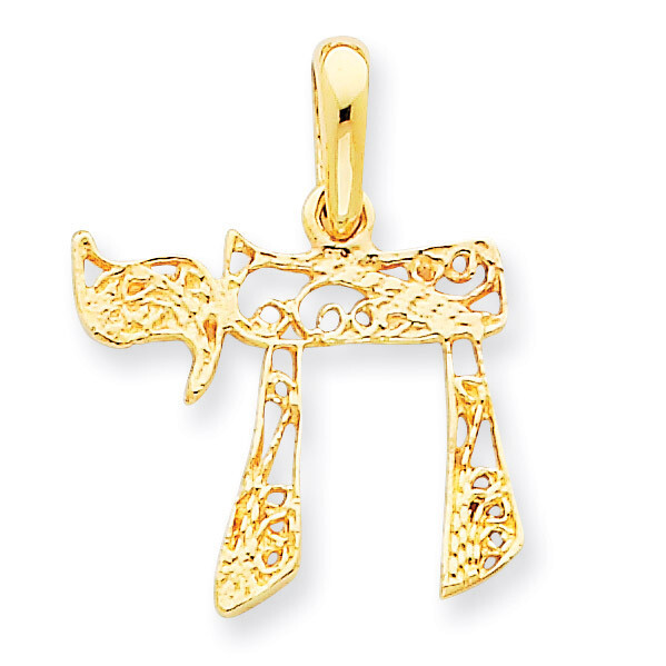 Filigree Chai Pendant 14k Gold K1298 - HomeBello