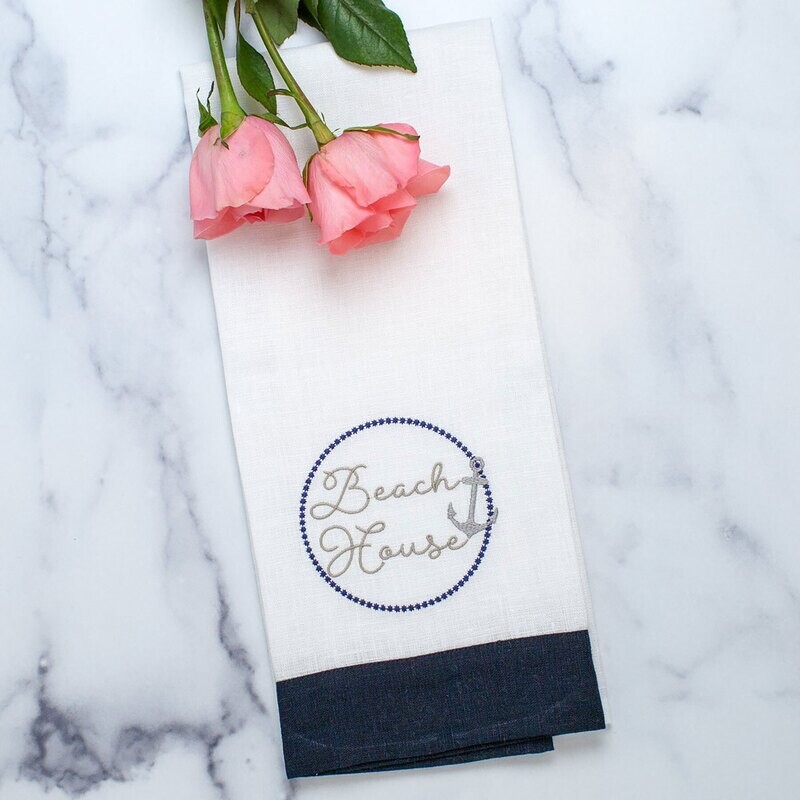 Crown Linen Designs Beach House Linen Towel White T1038 - HomeBello