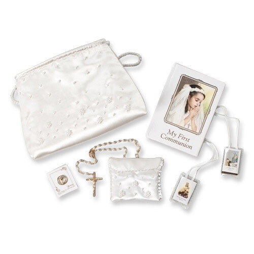 First Communion Girl Six Piece White Purse Set GP877 - HomeBello