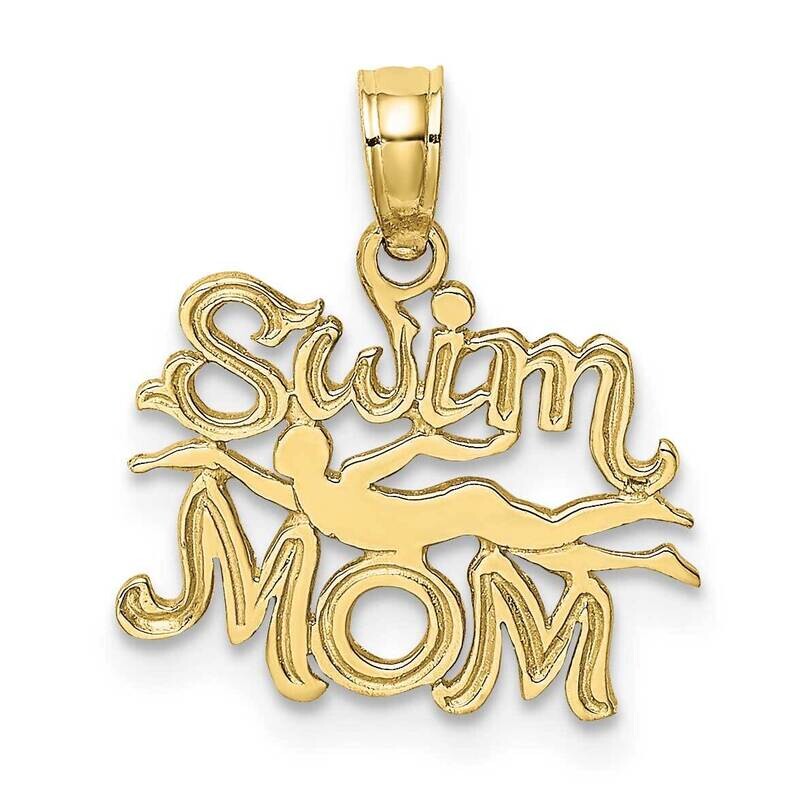 Swim Mom with Swimmer Charm 10k Gold 10K2668 - HomeBello