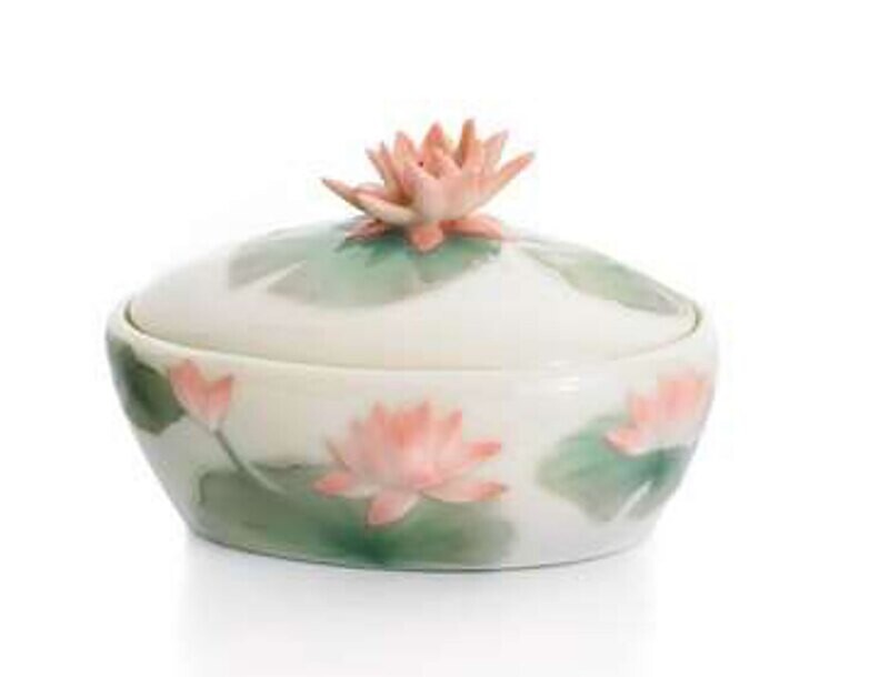 Franz Porcelain Porcelain Lotus Lidded Box FZ00364 - HomeBello