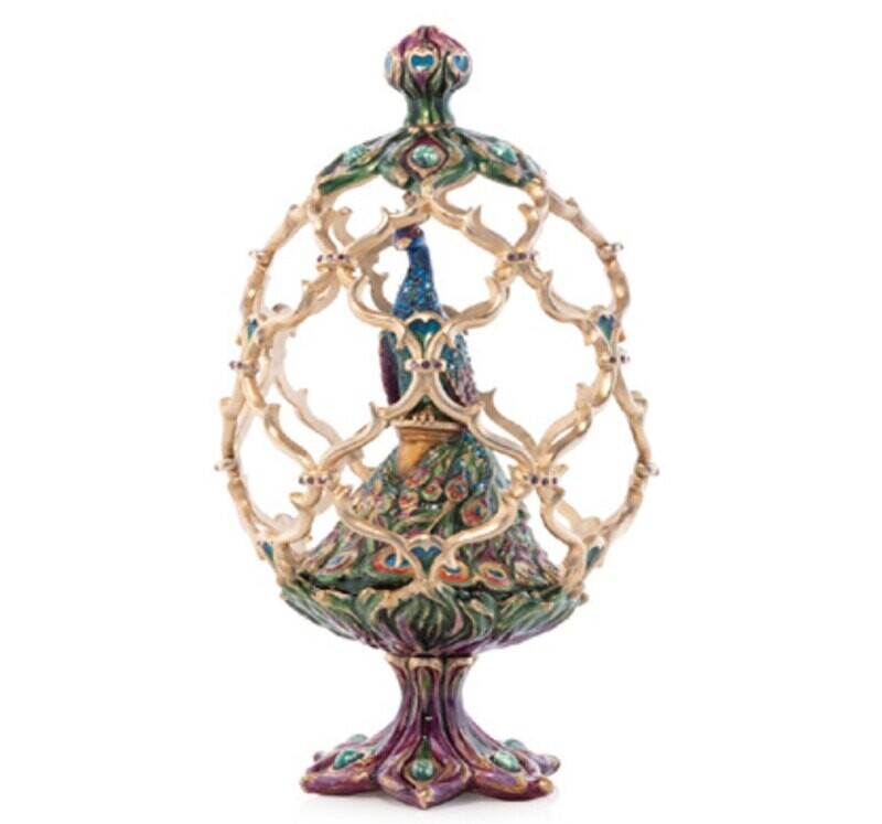 Jay Strongwater Roman Peacock Egg Objet Peacock SDH1959-208 - HomeBello