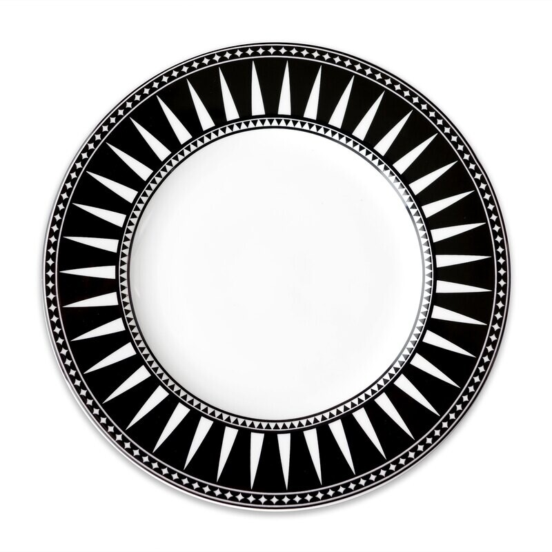 Caskata Marrakech Rimmed Dinner Plate Black DINA-170 - HomeBello