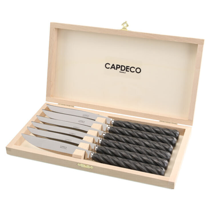 Capdeco Ellipse Black Set of 6 Steak Knives TOR78-6KS - HomeBello