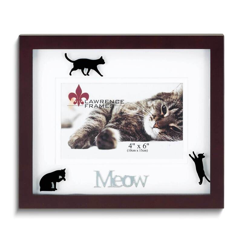 Walnut Wood Matted 6x4 Meow Photo Frame GM25522 - HomeBello
