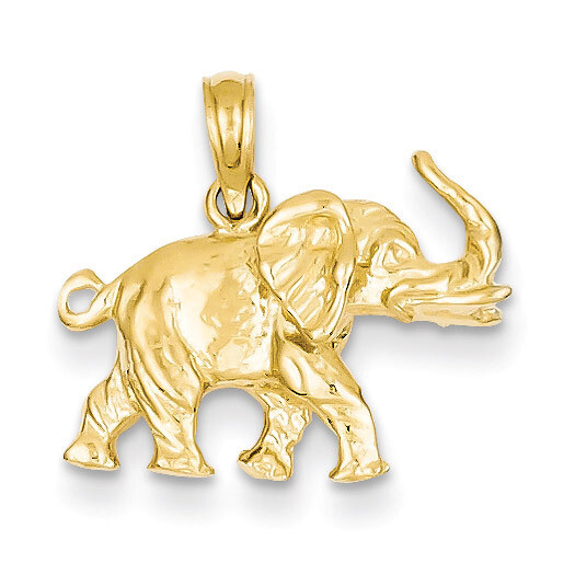 Satin 3-D Elephant Pendant 14k Gold C2365 - HomeBello