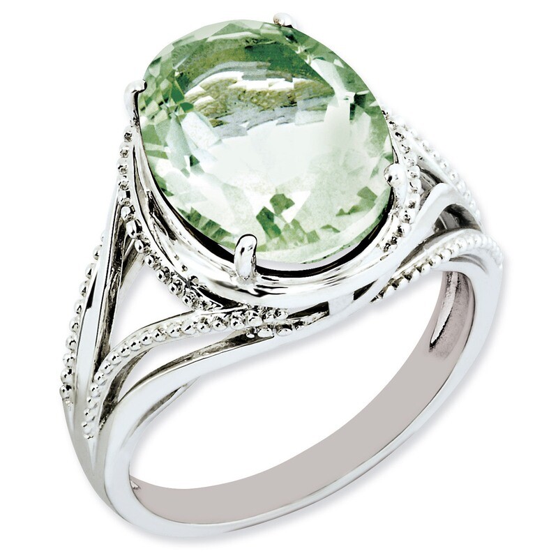 Green Quartz Ring Sterling Silver QR3085AG - HomeBello