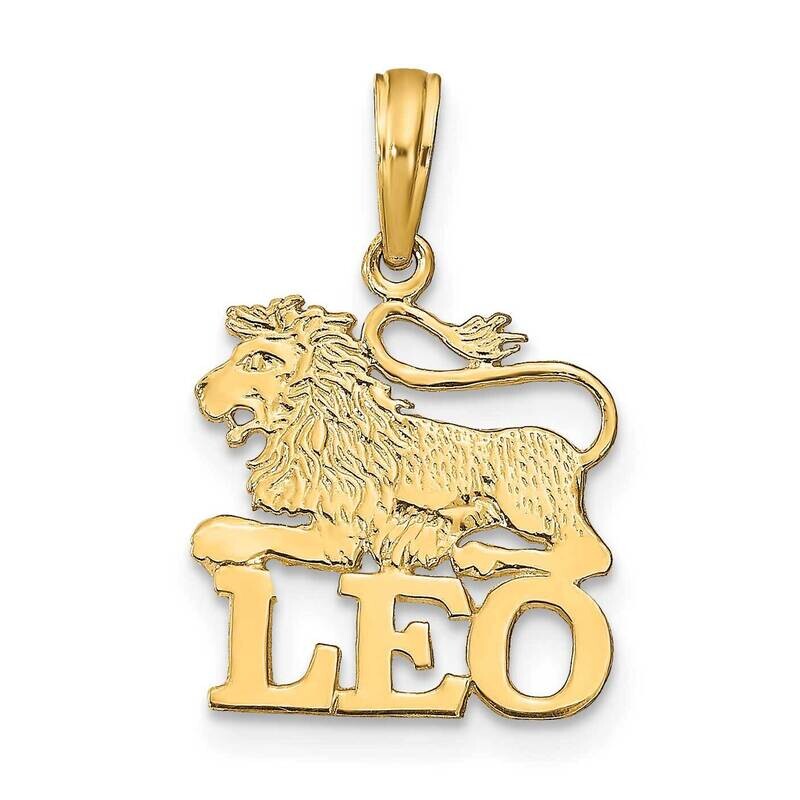 Engraved Block Leo Charm 14k Gold K8950 - HomeBello
