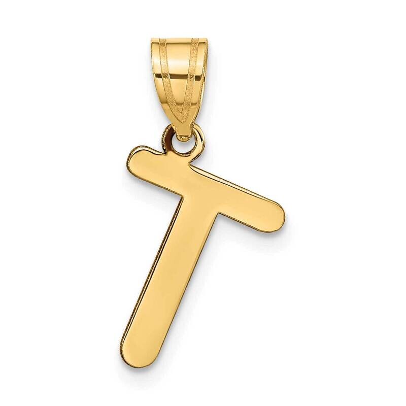 Bubble Letter T Initial Pendant 14k Gold Polished YC1441T - HomeBello