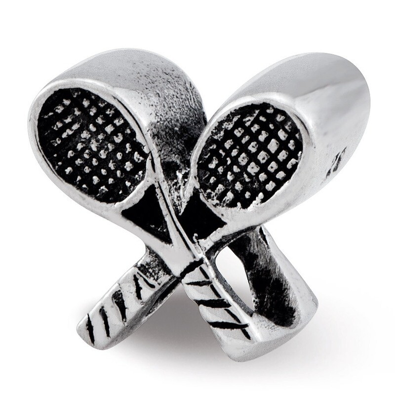 Tennis Racquets Bead - Sterling Silver QRS2394 - HomeBello