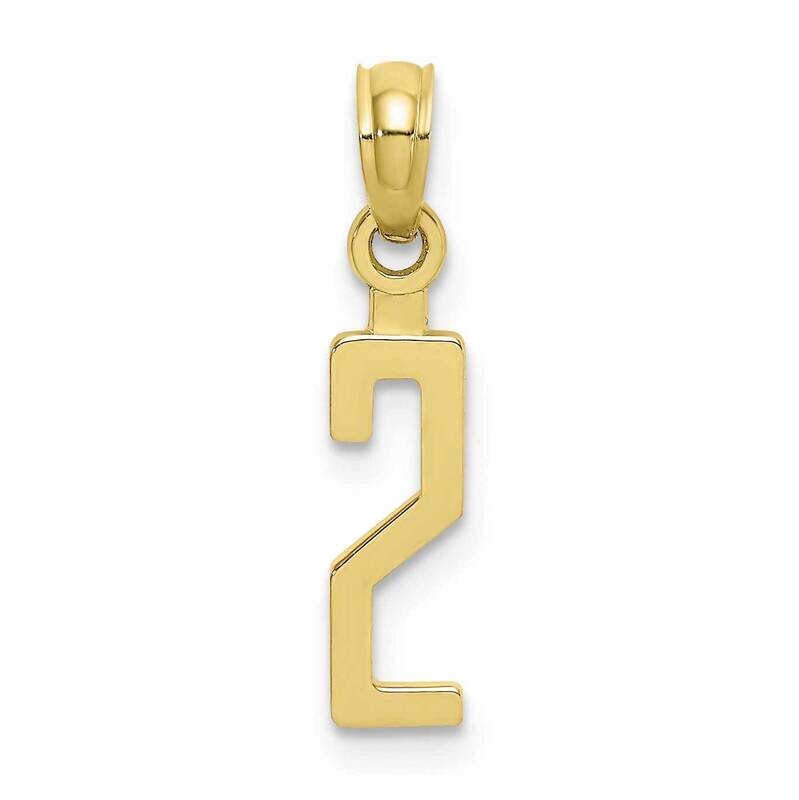 Number 2 Block Charm 10k Gold 10NU02 - HomeBello