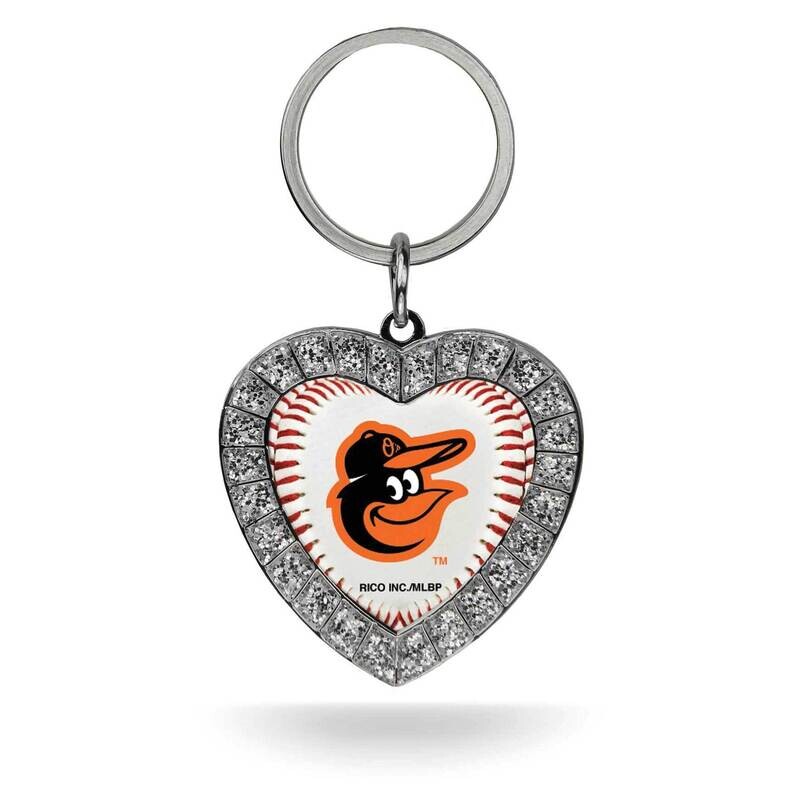 MLB Baltimore Orioles Rhinestone Heart Key Ring GC7872 - HomeBello
