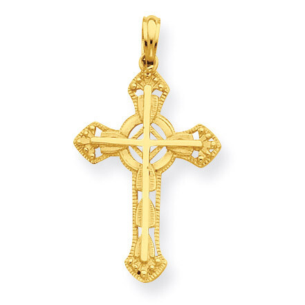 Stick Cross on Ornate Cross Pendant 14k Gold C4244 - HomeBello