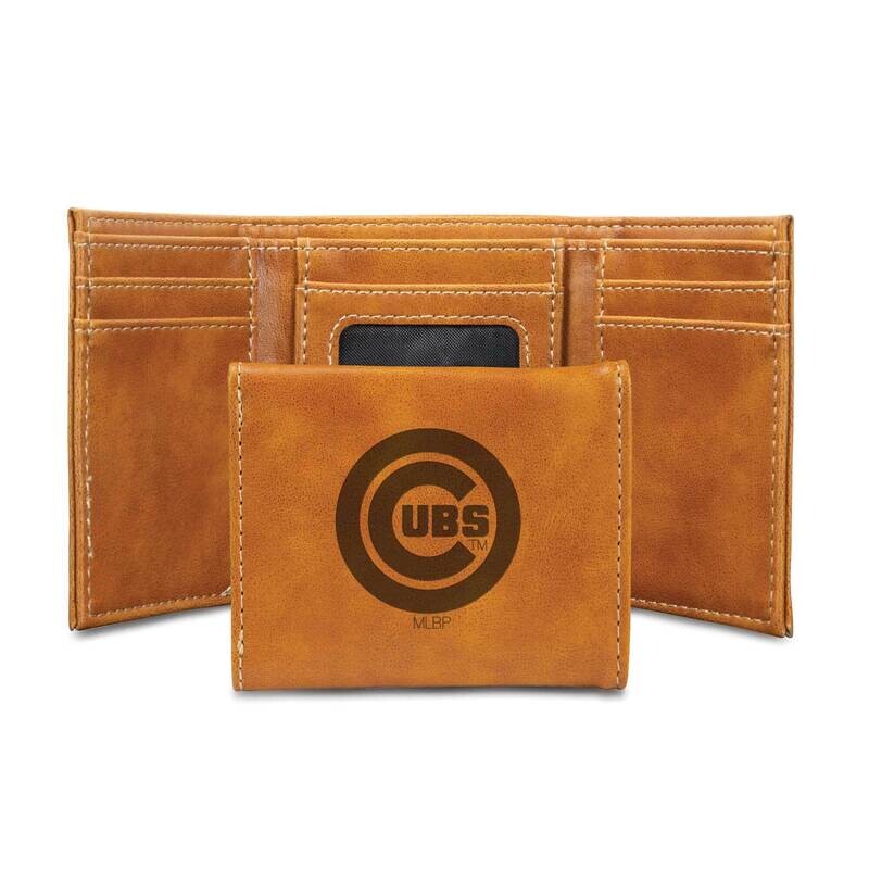 MLB Chicago Cubs Brown Faux Leather Trifold Wallet GC7633 - HomeBello