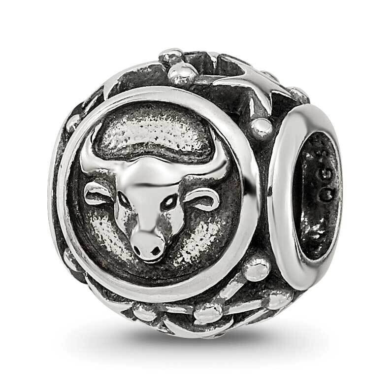 Antiqued Zodiac Taurus Bead Sterling Silver QRS4092 - HomeBello