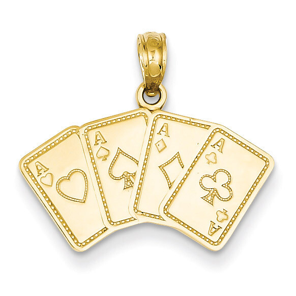 Aces Playing Cards Pendant 14k Gold K2774 - HomeBello