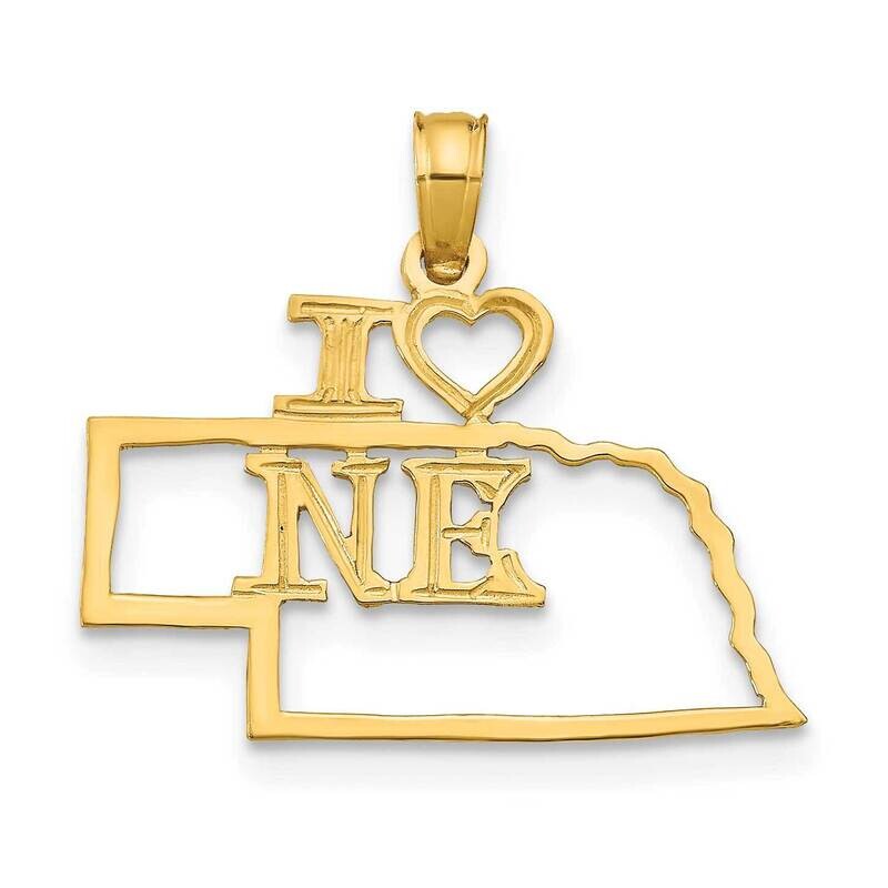 Nebraska State Pendant 14k Gold Solid D1174 - HomeBello