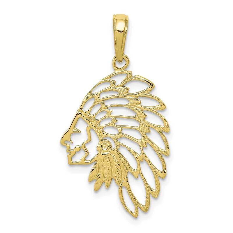 Headdress Profile Pendant 10k Gold 10D4081 - HomeBello